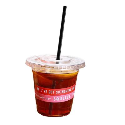 China PET Disposable Plastic Cup Food Grade Crystal Clear Low Temperature Milk Tea Coffee for sale