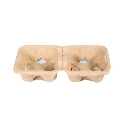 China Pulp Double Cup Holder Tearable 98mm Biodegradable Disposable Coffee Tray for sale
