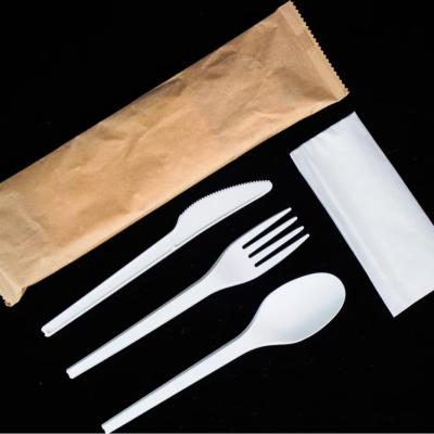 China Eco Friendly Biodegradable Cutlery Set 100 Percent Compostable Individually Packaged for sale