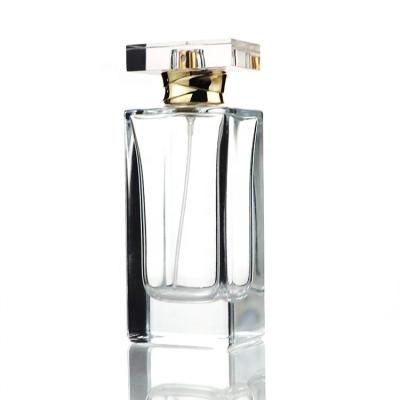 China High Grade Personal Care Square 90ml Classic Clear Fancy Glass Perfume Bottles for sale