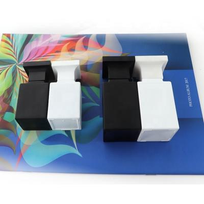 China High Qiality Luxury Perfume Bottle 30ml 50ml Square Shape Internal Spray Black White Red Glass Perfume Bottle With Packaging Box for sale