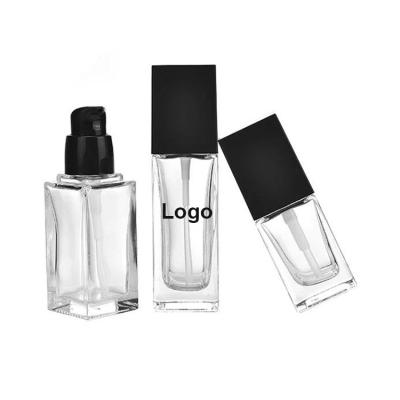 China Qiality Factory Supply High Squeeze Pump 30ml 40ml Glass Base Empty Cosmetic Clear Bottle for sale