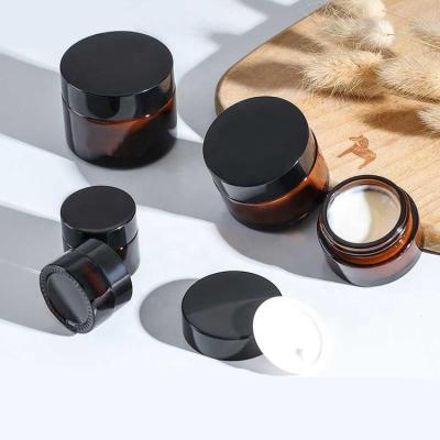 China Personal Care Container 5g 10g 15g 20g 30g 50g 100g Amber Cosmetic Cream Glass Jar For Cosmetic Jar With Lid for sale