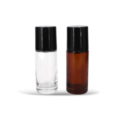 China Empty Personal Care Manufacturing Roll On Bottle Amber Glass Perfume Bottle 50ml Deodorant Cosmetic Packaging for sale