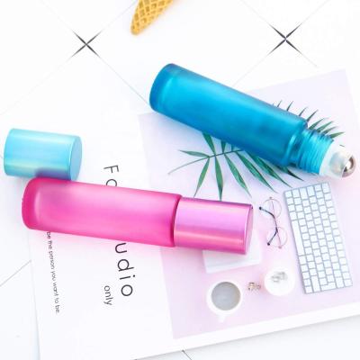 China Frosted Personal Care 5ml 10ml Essential Oil Roller Bottles Perfume Roller Bottle Cosmetic Liquid Bottles for sale
