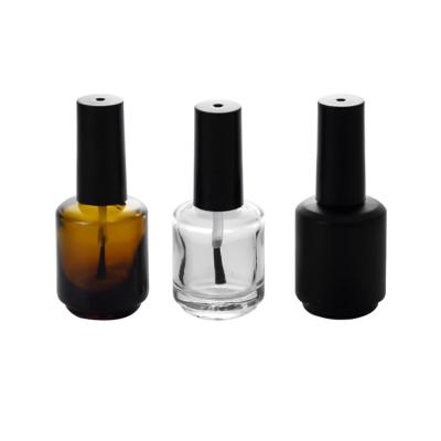 China Personal Care 15ml Amber Clear Black Empty Glass UV Gel Nail Polish Bottle With Brush Nail Polish Glass Bottle for sale