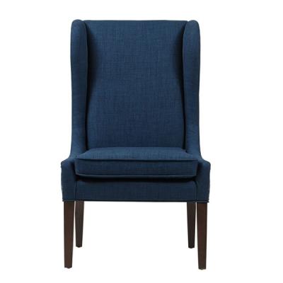 China Navy Blue High Back Black Wood Dining Chairs With Smooth Silhouette for sale