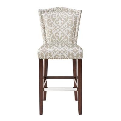 China Patterned Upholstered Padded Bar Stools , Kitchen Stools With Curve Backs for sale