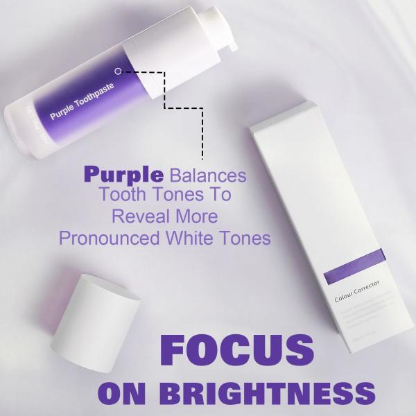 Quality Purple Teeth Whitening Toothpaste Stubborn Stain Removal Colour Corrector 30ml for sale