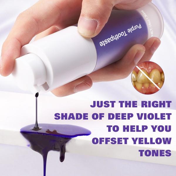 Quality Purple Teeth Whitening Toothpaste Stubborn Stain Removal Colour Corrector 30ml for sale