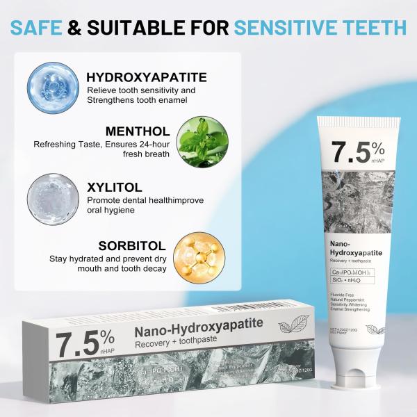 Quality Adult Hydroxyapatite Toothpaste Fluoride Free Gentle Formula For Sensitive Teeth for sale