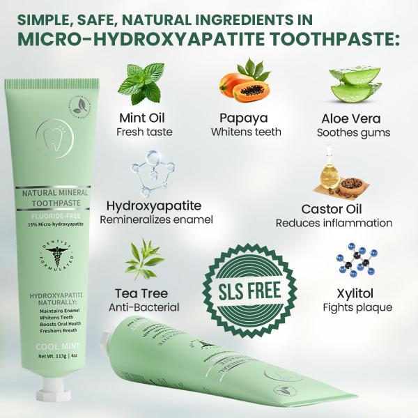 Quality Custom Brand 15% Micro Hydroxyapatite Toothpaste Fluoride Free Foam Free 4oz for sale
