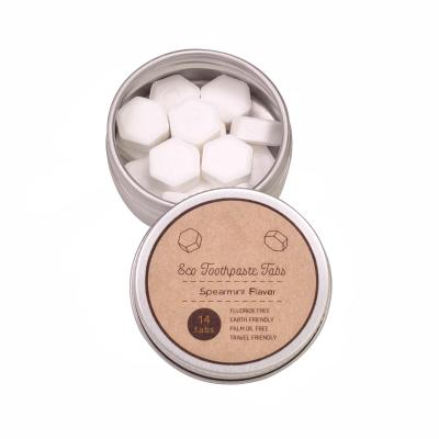 China 14 Tabs Mint Toothpaste Tabs Fluoride Free Travel Mouthwash Tablets Natural Whitening for sale