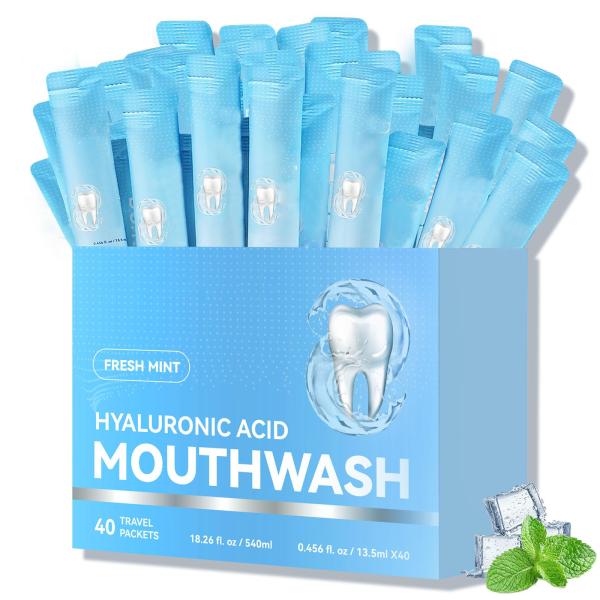 Quality Adult 40 Packets Travel Size Mouthwash Packets On The Go Gluten Free Cavity Protection for sale