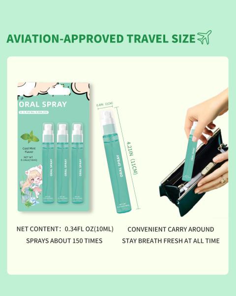 Quality 3 Count Mint Breath Mouth Spray For All Ages Cool Mint Flavor 0.33OZ for sale