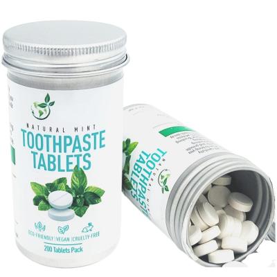 China 200 Pack Natural Whitening Toothpaste Tablets Chewable Mint Flavor OEM Brand for sale