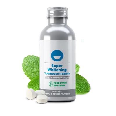 China Peppermint Flavor Super Whitening Toothpaste Tablets With Nano Hydroxyapatite 60 Tablets for sale