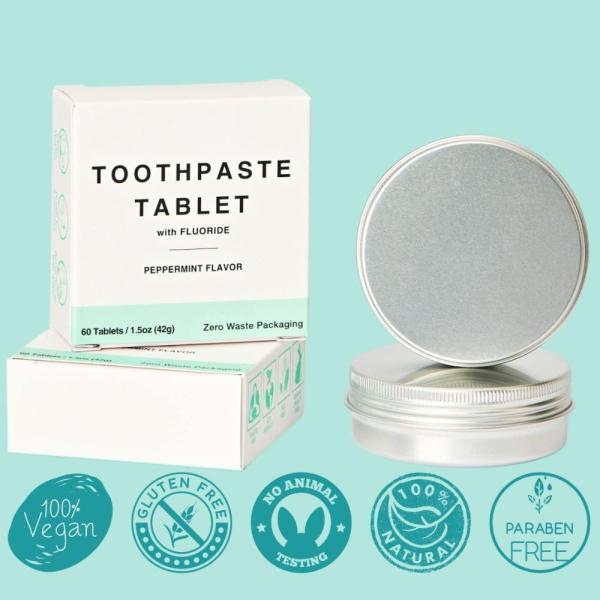 Quality Adults 60 Tablets Chewable Toothpaste Tabs With Fluoride Peppermint Flavor OEM for sale