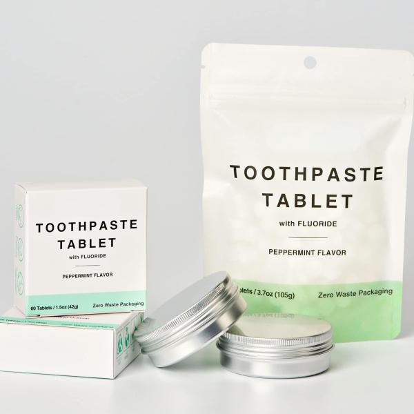 Quality Adults 60 Tablets Chewable Toothpaste Tabs With Fluoride Peppermint Flavor OEM for sale