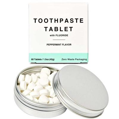 China Adults 60 Tablets Chewable Toothpaste Tabs With Fluoride Peppermint Flavor OEM Logo for sale