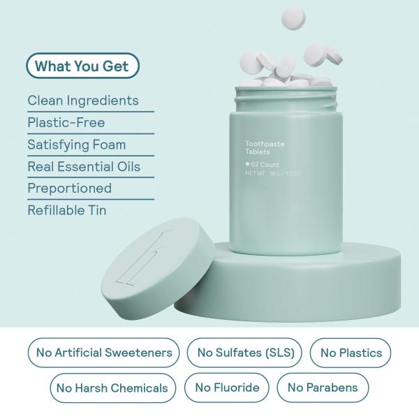 Quality OEM Nano Hydroxyapatite Toothpaste Tablets Without Fluoride Travel Size 62 Count for sale