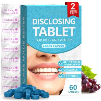 China 60 Count Chewable Disclosing Tablets For Kids Teeth Individually Wrapped Grape Flavored for sale
