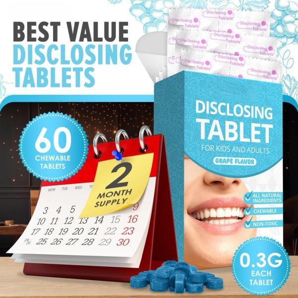 Quality 60 Count Chewable Disclosing Tablets For Kids Teeth Individually Wrapped Grape for sale