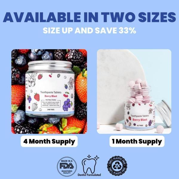 Quality Berry Flavor 62 Tablets Toothpaste Tabs With Nano Hydroxyapatite For Remineraliz for sale