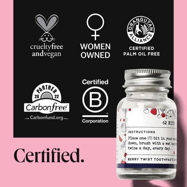 Quality 124 Bits Whitening Toothpaste Tablets Nano Hydroxyapatite And Xylitol Berry for sale
