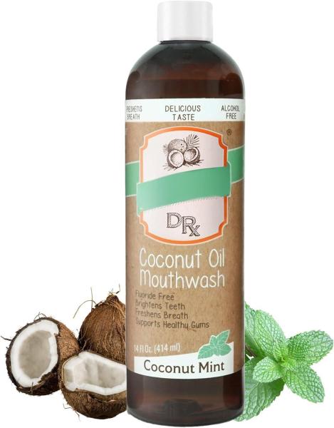 Quality Coconut Oil Pulling Alcohol Free Mouthwash Mint Flavor 14 Fl Oz Support Gum Health for sale