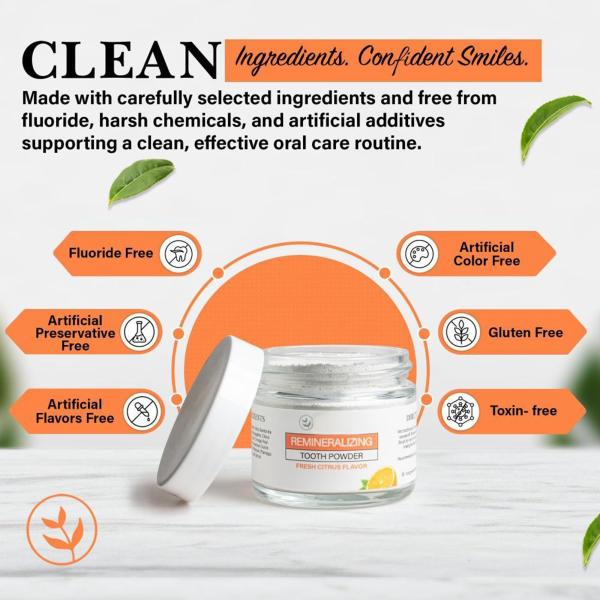 Quality Citrus Hydroxyapatite Remineralizing Tooth Powder Fluoride Free for Kids And for sale