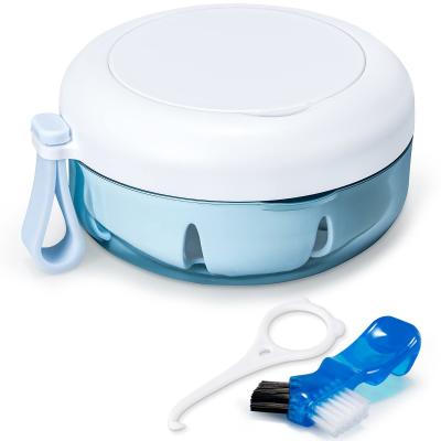China Leak Proof Denture Cup Kit With Denture Brush Strainer Removal Tool And Mirror for sale