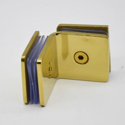 China Stainless steel glass to glass 90 degree connector clamps, material SS304, finishing satin or mirror, for 9-12mm glass à venda