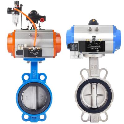 China Ductile Cast Iron Pneumatic Butterfly Valve SS304 Disc 16bar Epdm Seal With Solenoid Valve Limit Switch for sale