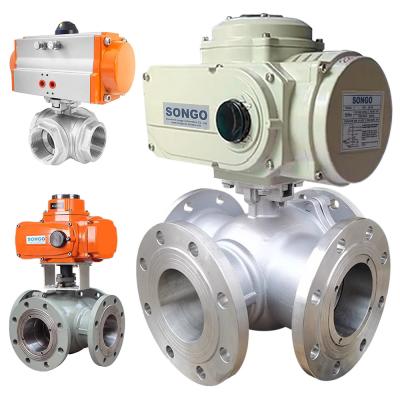 China 4 Way Motorized Actuator Valve PTFE Seal Stainless Steel Electric for sale