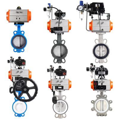 China Pneumatic Actuator PTFE Lined Butterfly Valve Wafer Type Air Control Ductile Iron Spring Return for sale