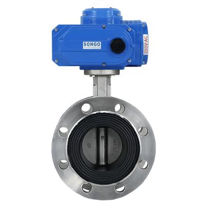 China Motorized Double Flange Butterfly Valve SS316 Body EPDM SEAL DN100 4 Inch With Handle for sale