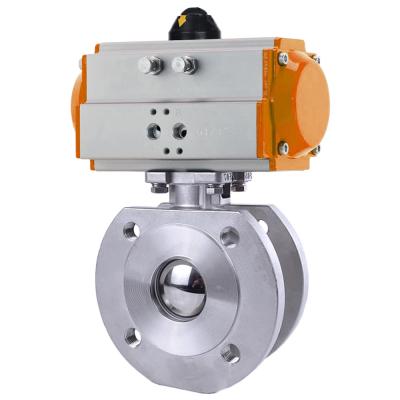 China Stainless Steel 304 Wafer Pneumatic Ball Valve PN16 PN25 Double Acting Air Actuator for sale