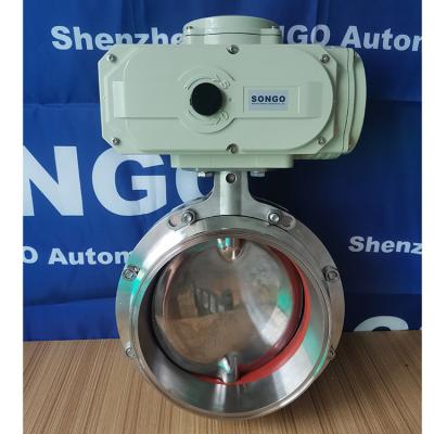China SS316L Sanitary Motorized Butterfly Valve Food Grade Electric For Brewery Milk for sale