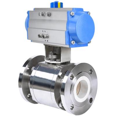 China Ceramic Lined Flange Pneumatic Actuated Ball Valve Wear Resistant Double Acting For Pulp for sale