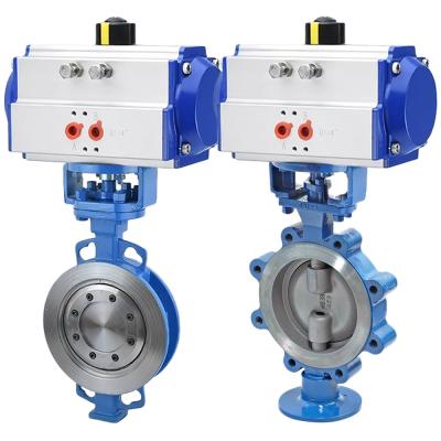China Casting Steel Pneumatic Actuator Valve Metal Hard Sealing Lugged Wafer Type Double Acting for sale
