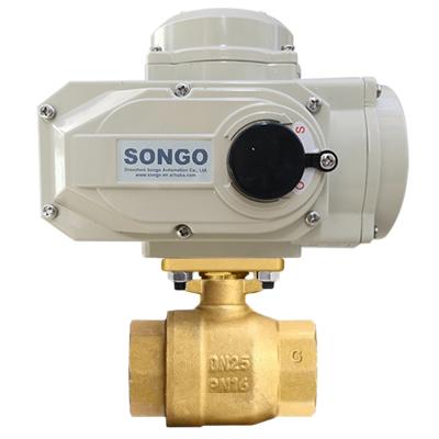 China Brass Thread Motorized Ball Valve On Off Type Quarter Turn For Water for sale