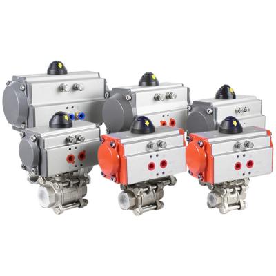China PPL Seal Pneumatic Actuator Ball Valve SS304 Female Thread 2 Way 3 Piece For Steam 200degree for sale