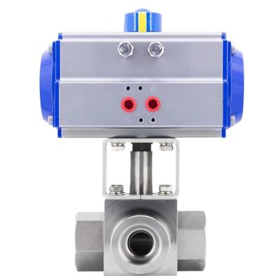 China 3 Way Pneumatic Ball Valve T or L Port Forged SS316 400bar 6000 PSI Hydraulic Ball Valve for sale