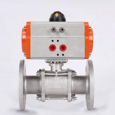 China Double Acting Pneumatic Actuator Valve Stainless Steel 304 2Way with 3 Piece Flange for sale