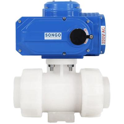 China DN25 Motorized Actuator Valve 1 Inch 12V DC 2 Way PVDF NPT Thread Ball Valve for sale