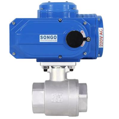 China SS304 Female Thread Electric Actuated Ball Valve AC220V Motorized On Off Type 2inch DN50 2 Piece for sale
