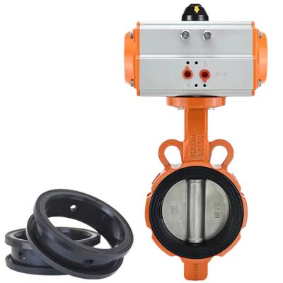 China Bray Type Wafer Pneumaitc Actuator Valve Spring Return EPDM Ductile Casting Iron for sale