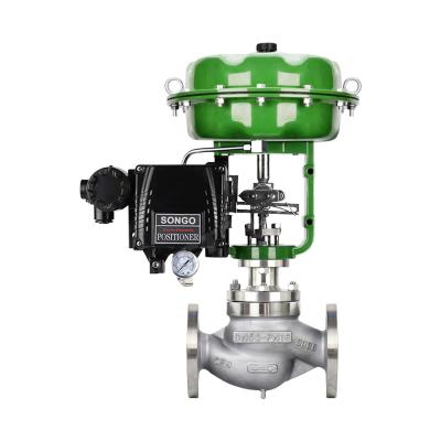 China DN25 SS304 Pneumatic Control Valve Flange Globe Valve Single Seated With Positioner for sale