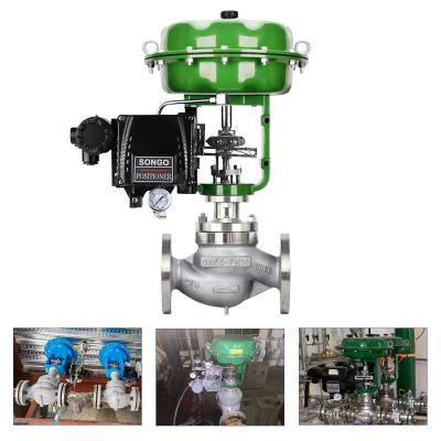 China DN25 SS304 Pneumatic Control Valve Flange Globe Valve Single Seated With Positioner for sale